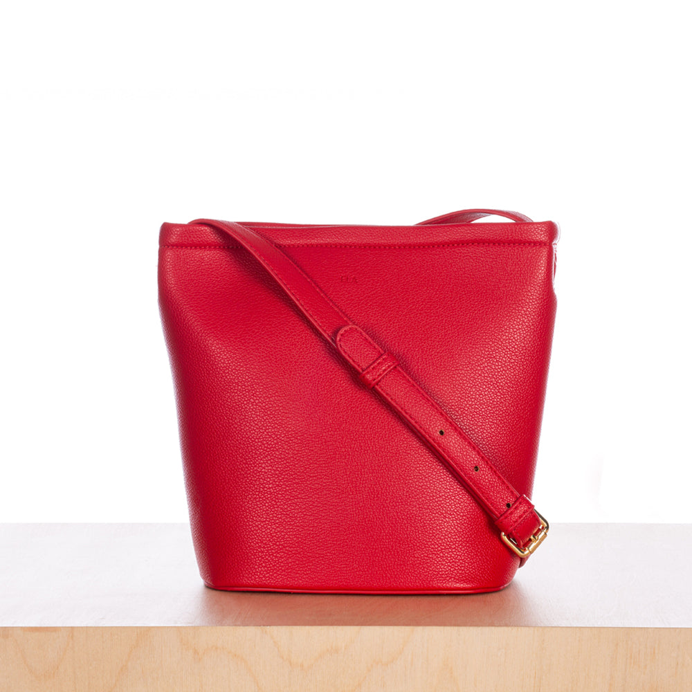 Mini Mia Bucket Bag - Red Pebble